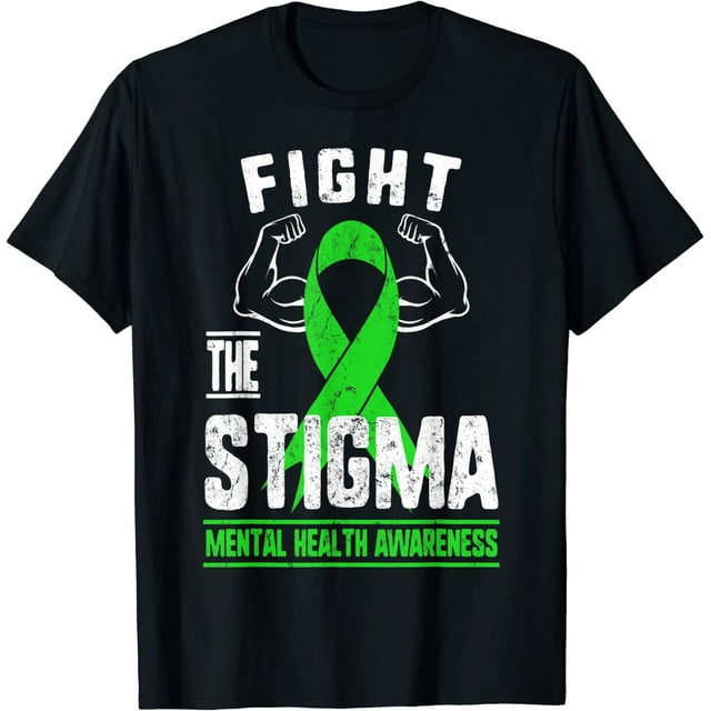 Fight The Stigma Mental Health Awareness Depression Anxiety T-Shirt Cozy Round Neck Short Sleeve ...