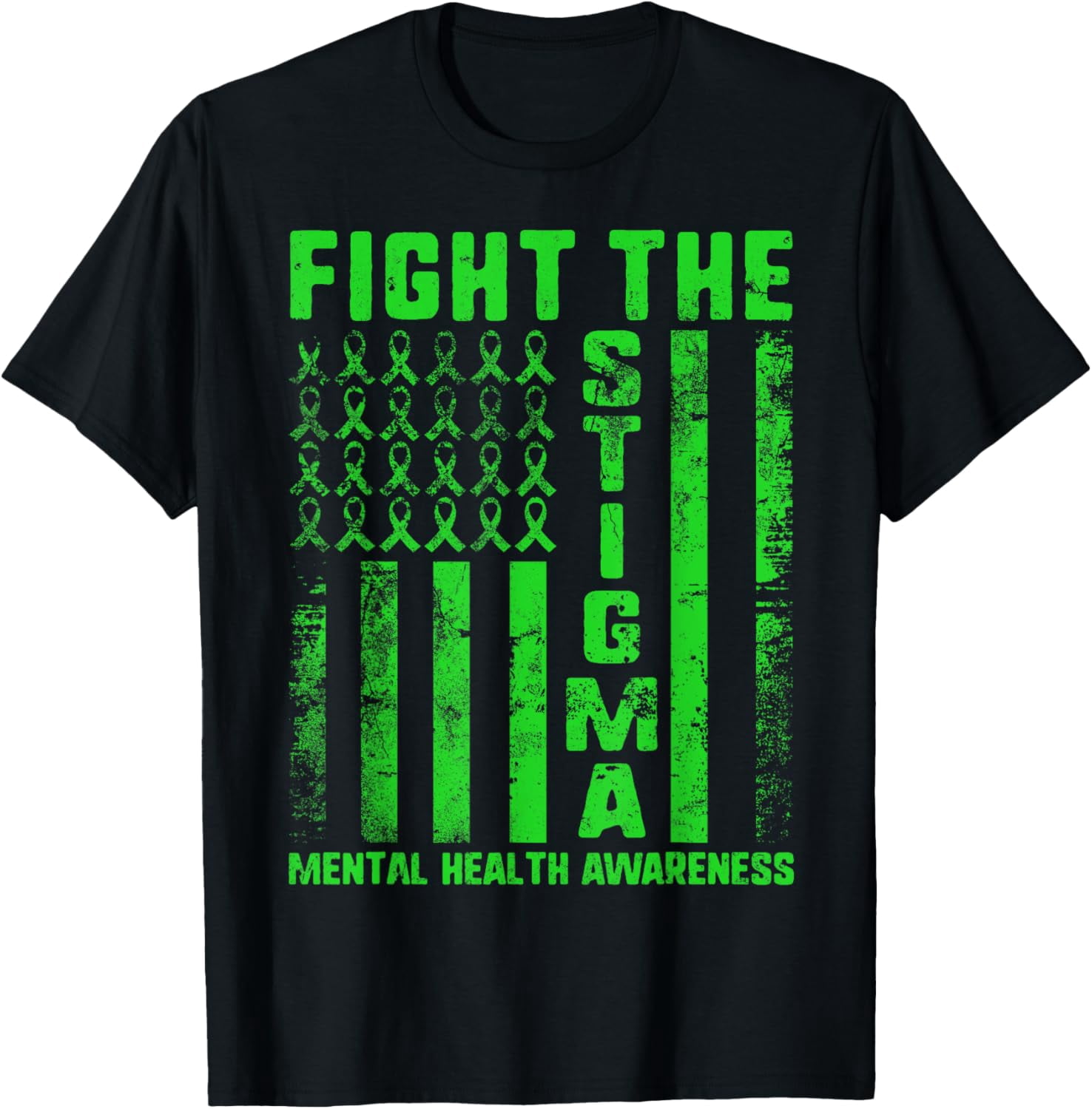 Fight The Stigma Mental Health Awareness Depression Anxiety T-Shirt ...