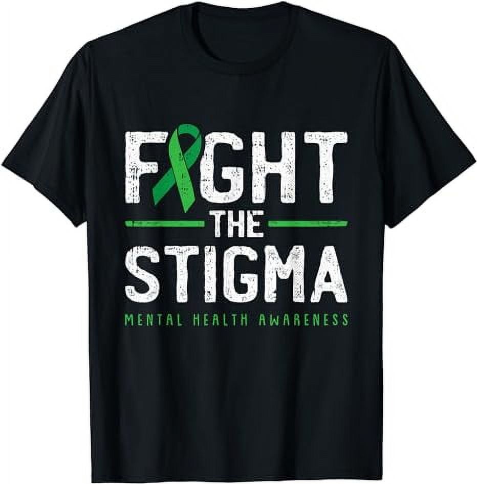 Fight The Stigma Mental Health Awareness Green Ribbon T-Shirt - Walmart.com