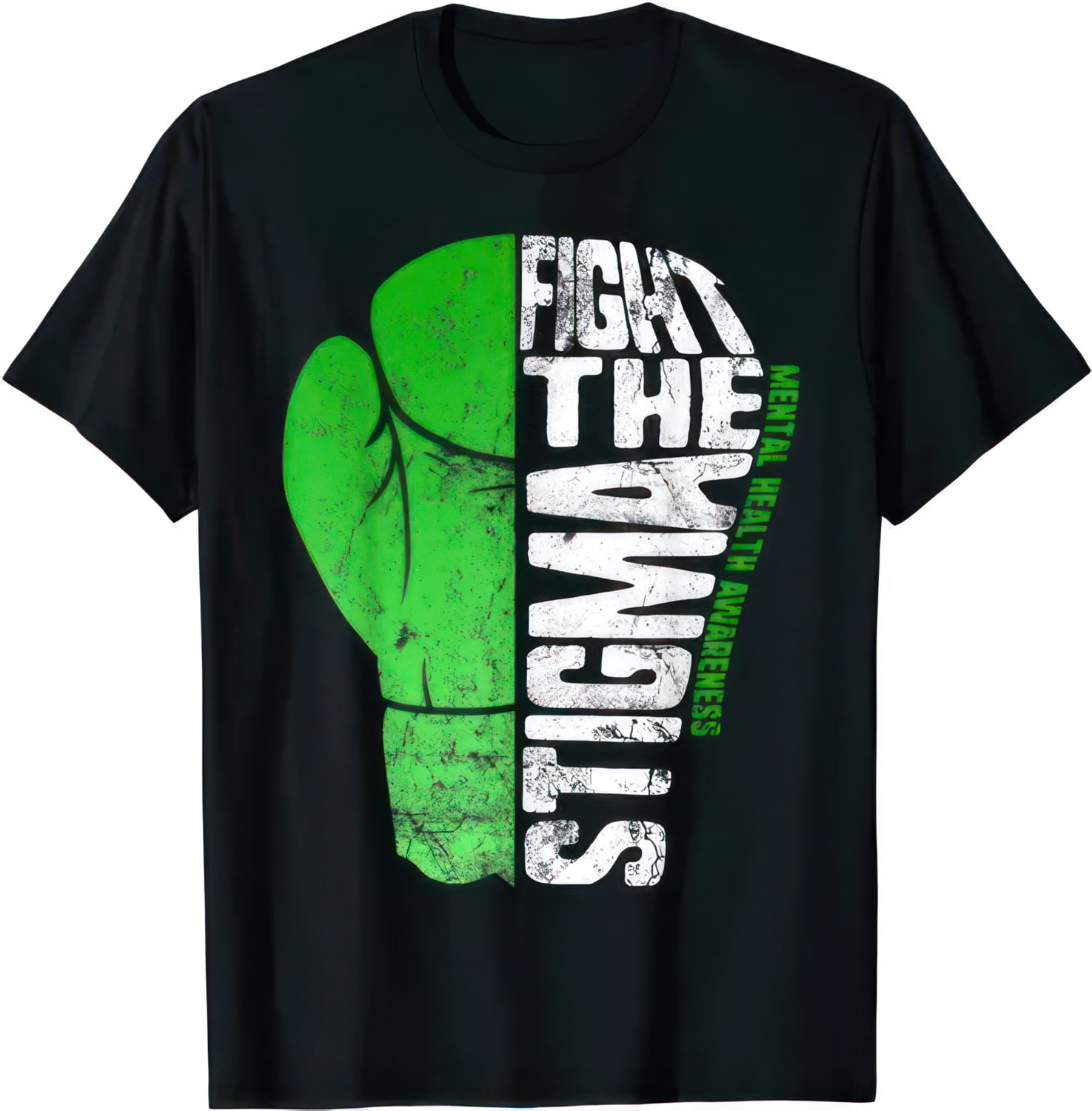 Fight The Stigma Mental Health Awareness Green Ribbon ptsd T-Shirt ...