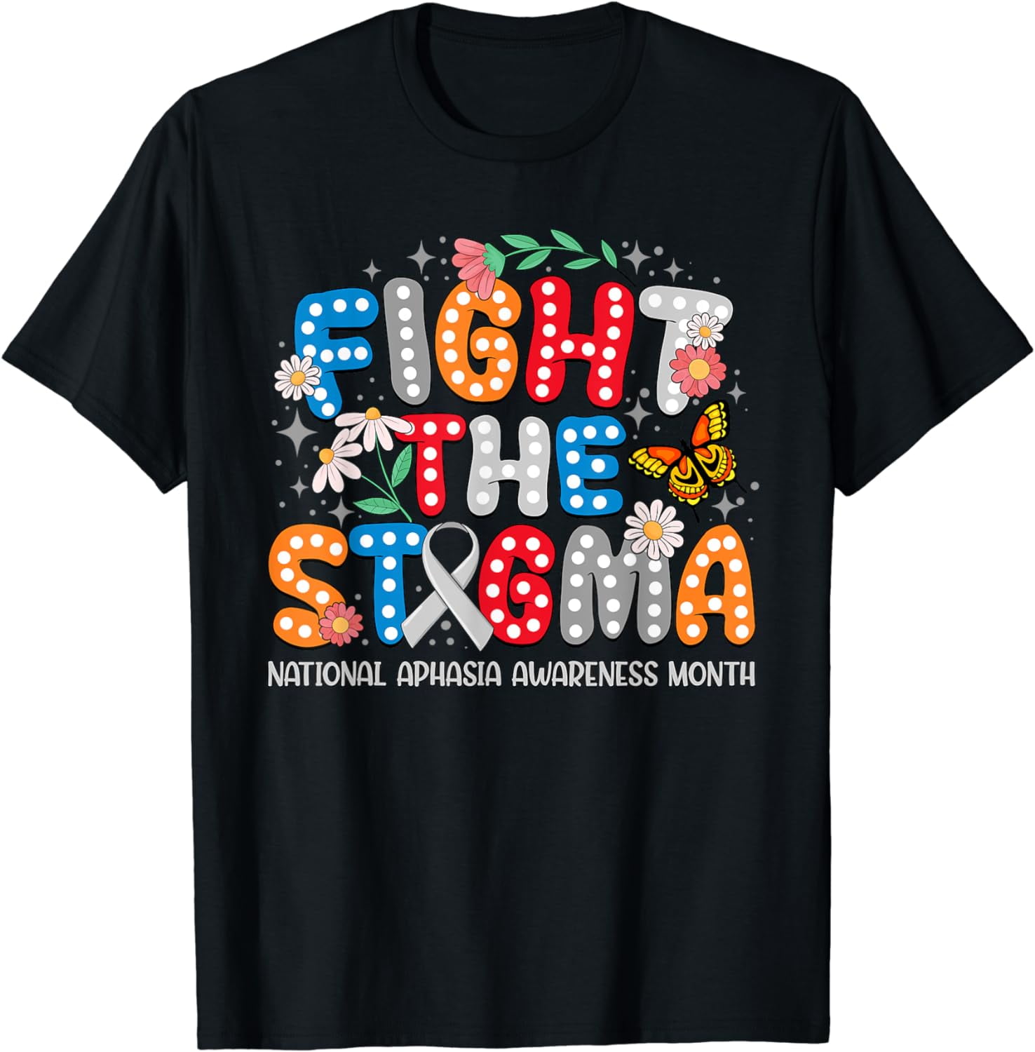 Fight The Stigma Ribbon National Aphasia Awareness Month Cotton T-Shirt ...
