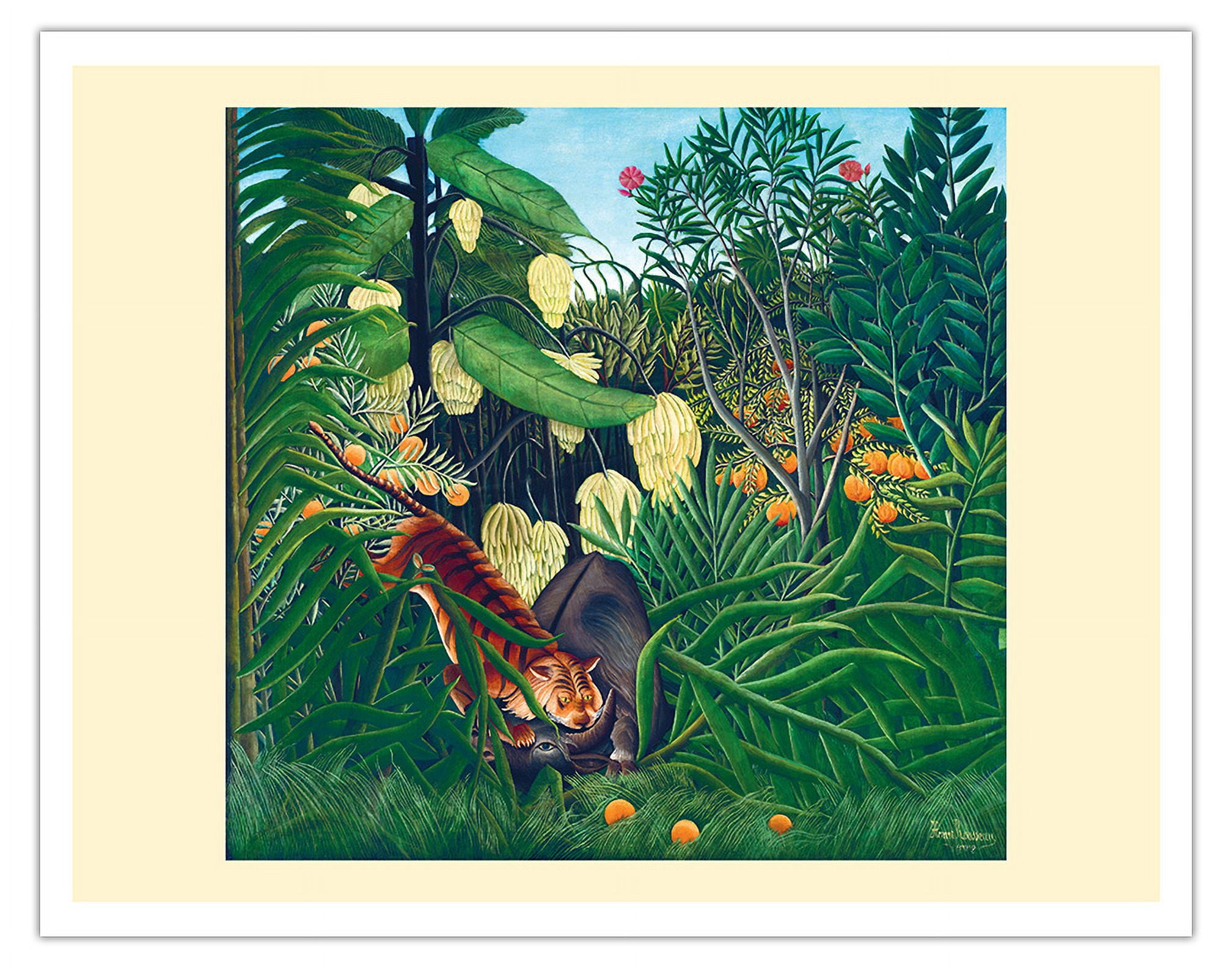 Fight between a Tiger and a Buffalo - From an Original Color Painting ...