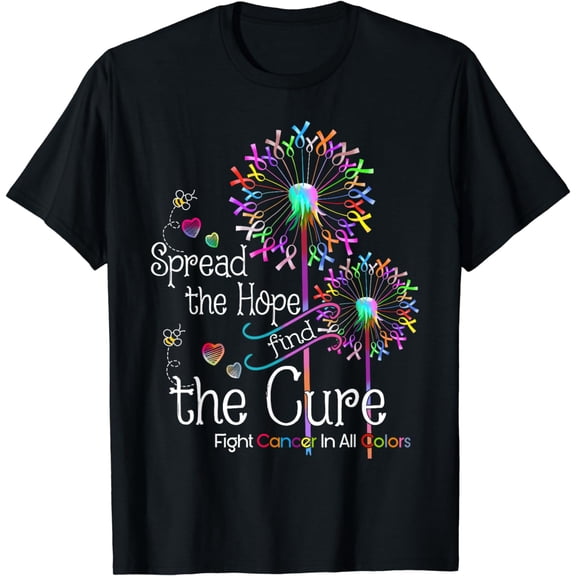Fight Cancer in All and Every Color - Ribbons Flower Heart T-Shirt ...