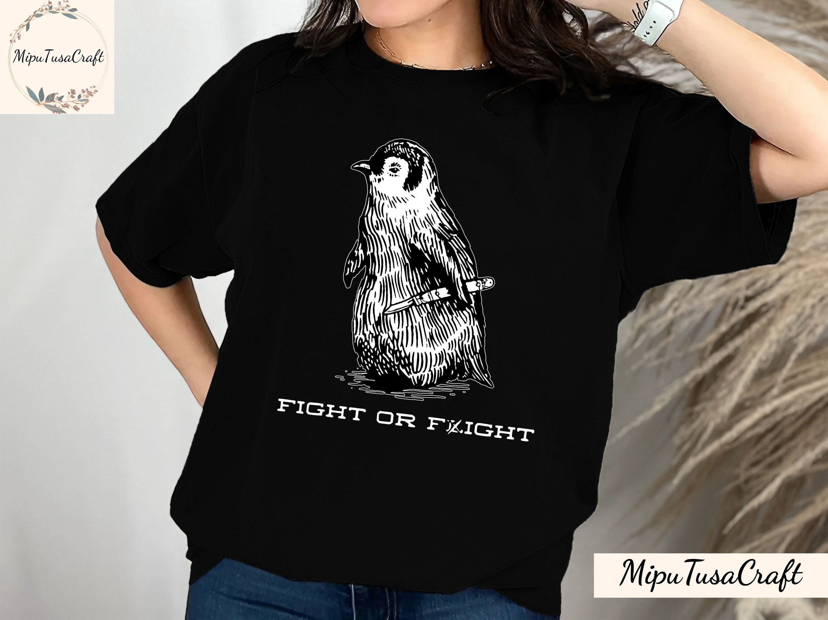 Fight or Flight Funny Penguin Pun Fight Or Flight Meme TShirt, Fight or ...