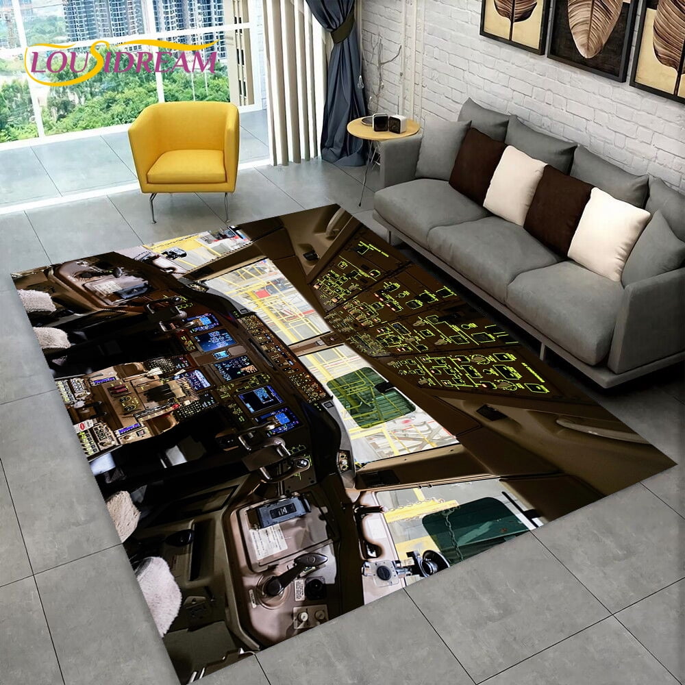 Fighter Aircraft Control Cockpit Cabin Carpet Rug for Home Living Room ...