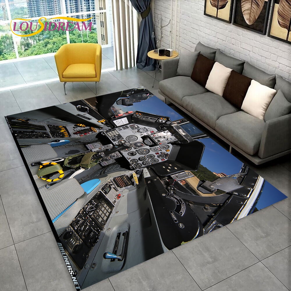 Fighter Aircraft Control Cockpit Cabin Carpet Rug for Home Living Room ...