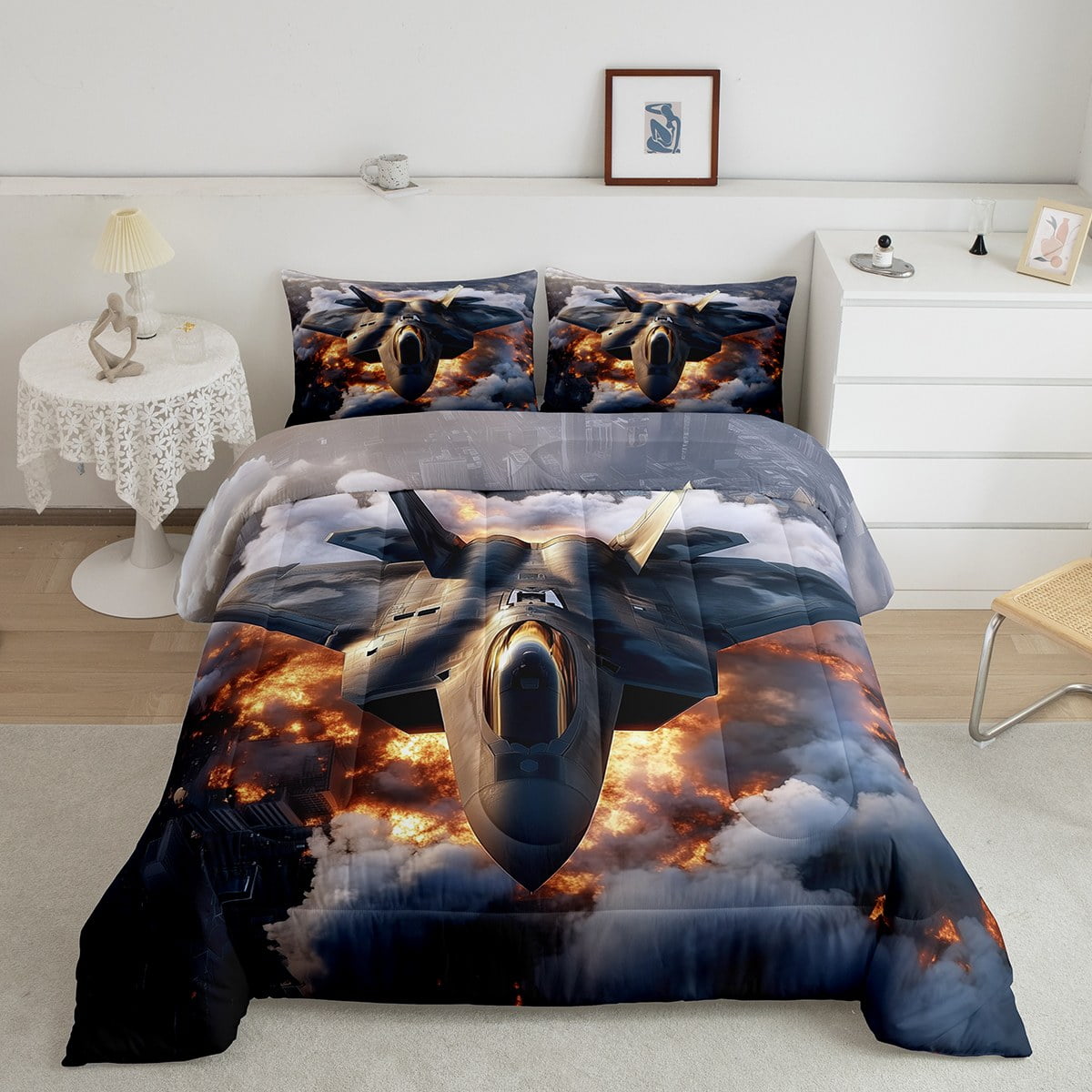 Fighter Aircraft Comforter Sets Twin Size,War Themed Military Airplane ...