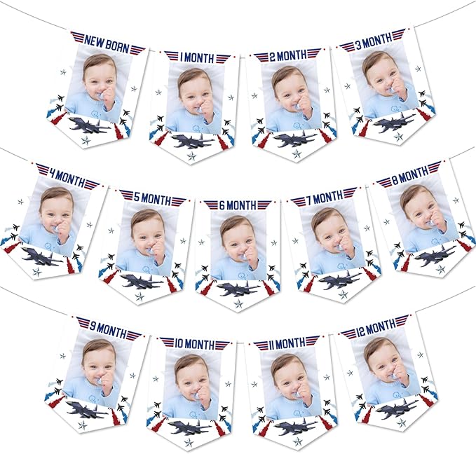 Fighter Jet 1st Birthday Photo Banner Party Decorations, Airplane Photo ...