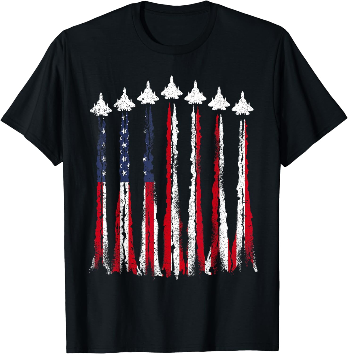 Fighter Jet Airplane USA Flag 4th Of July Patriotic Mens Cotton T-Shirt ...