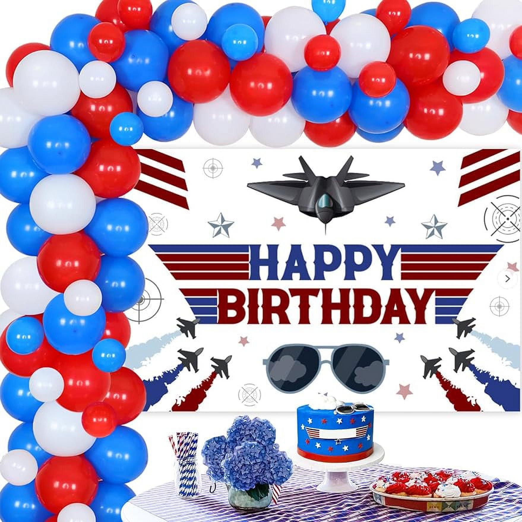 Fighter Jet Birthday Decorations, Airplane Theme Balloon Garland Arch ...