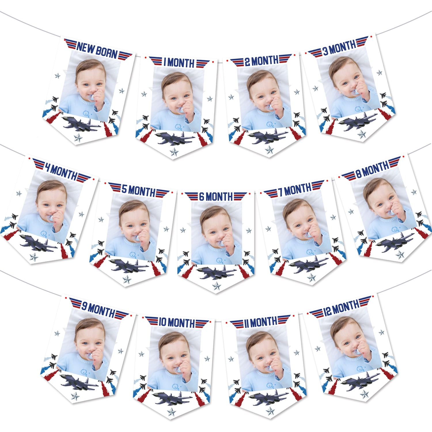 Fighter Jet Birthday Party Decorations Airplane Photo Banner for Boys ...