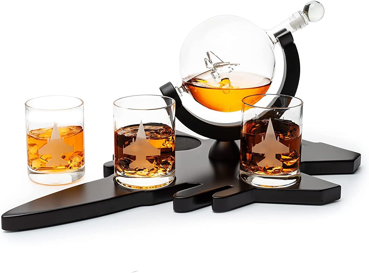 Fighter Jet Wine & Whiskey Decanter Set F16, F15, F18, F22 with 3 ...