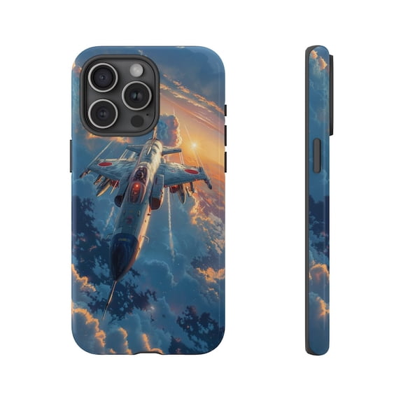 Fighter Jet iPhone Case Aviation Plane Clouds Military Artwork with ...