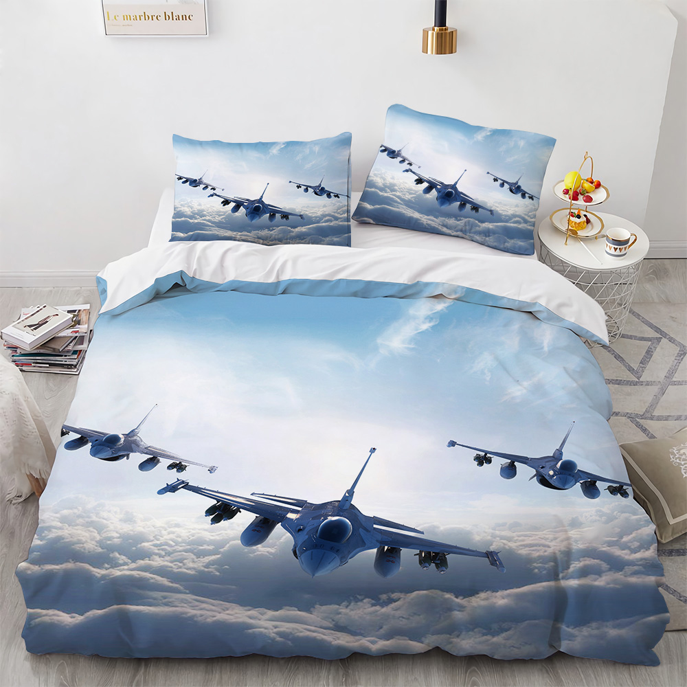 Fighter Plane Duvet Cover Aircraft Theme for Children Boys Men Gifts ...