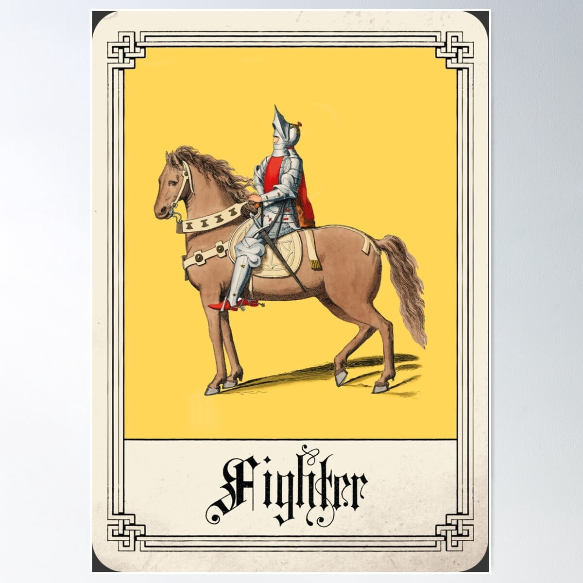 Fighter Tarot Card D&D Sticker Tshirt Poster Wall Art, Modern Wall ...