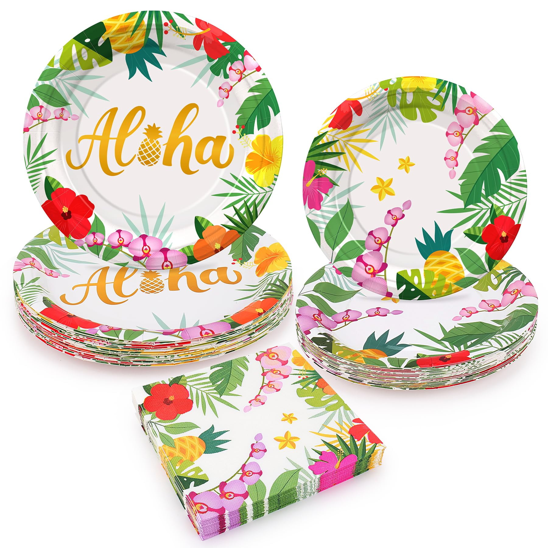 Fighting to AchieveITSC 72PCS Hawaiian Luau Plates and Napkins, Set of ...