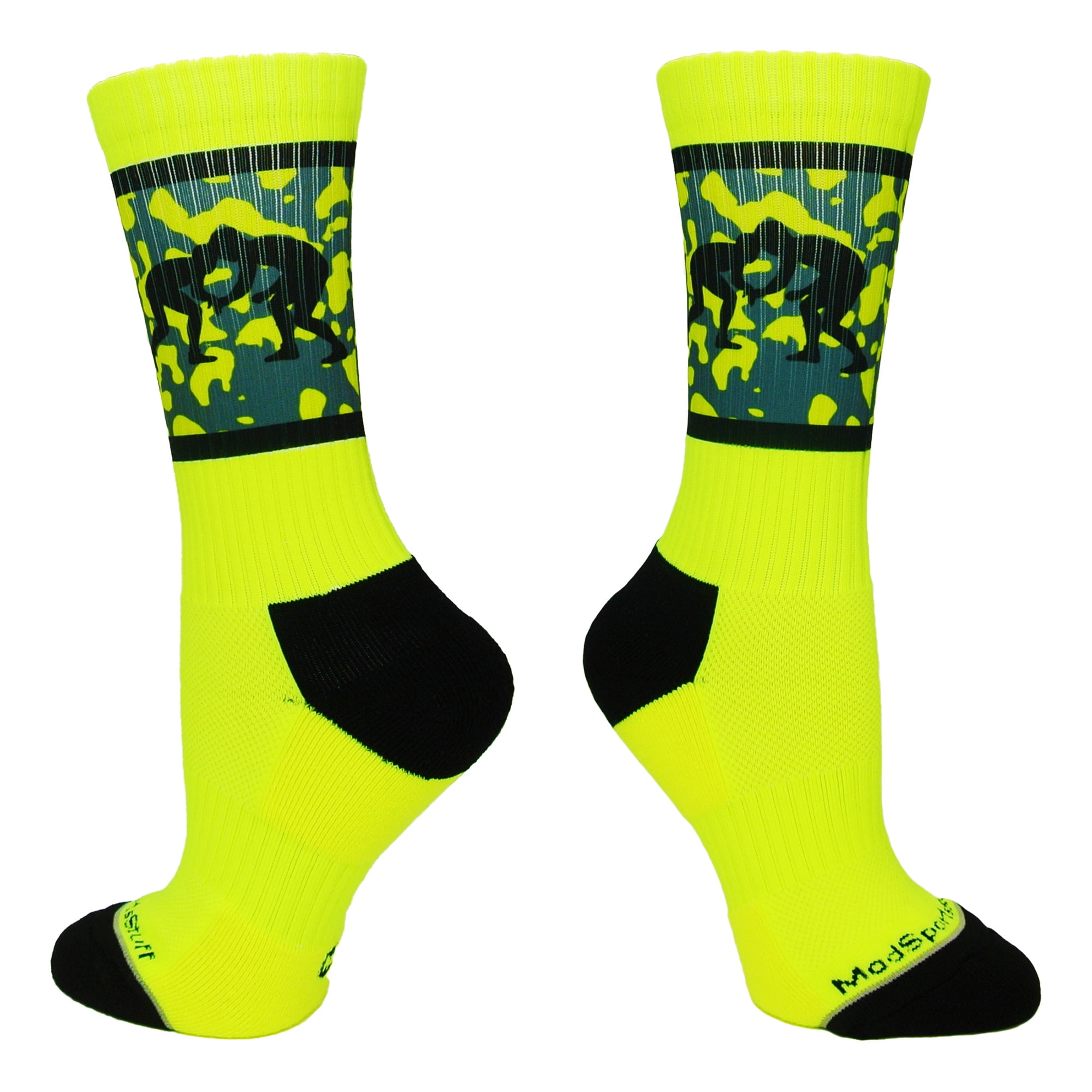 Fighting Wrestlers Crew Socks (Neon Yellow/Black, Large) - Walmart.com