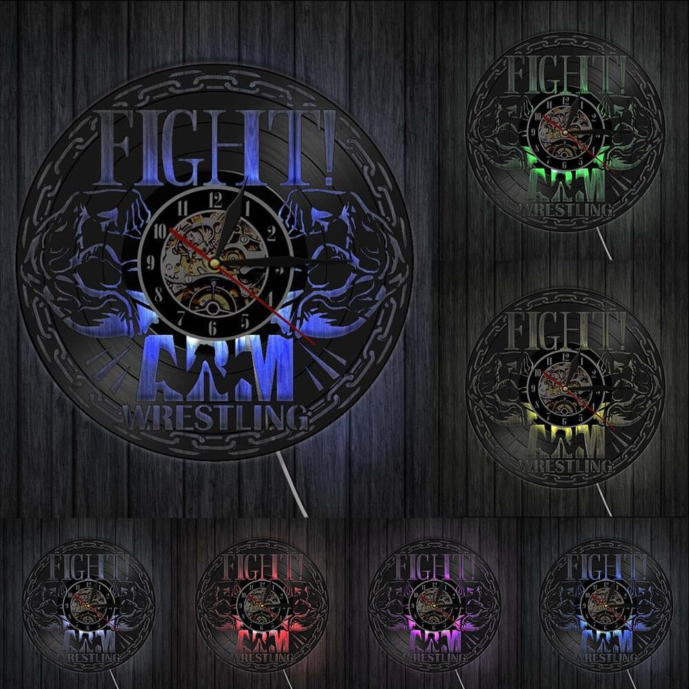 Fighting Wrestling Vinyl Record Wall Clock GYM Wall Hanging Timepieces ...