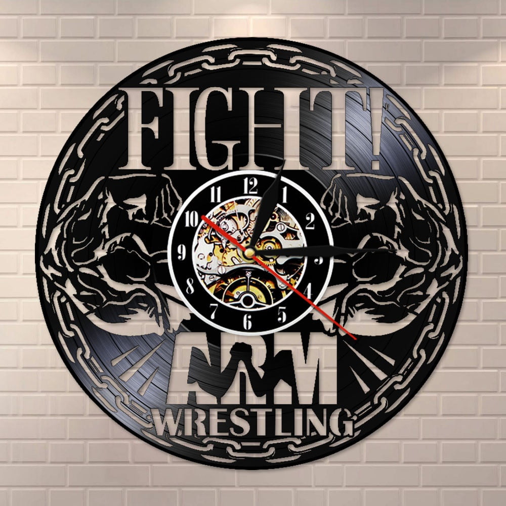 Fighting Wrestling Vinyl Record Wall Clock GYM Wall Hanging Timepieces ...