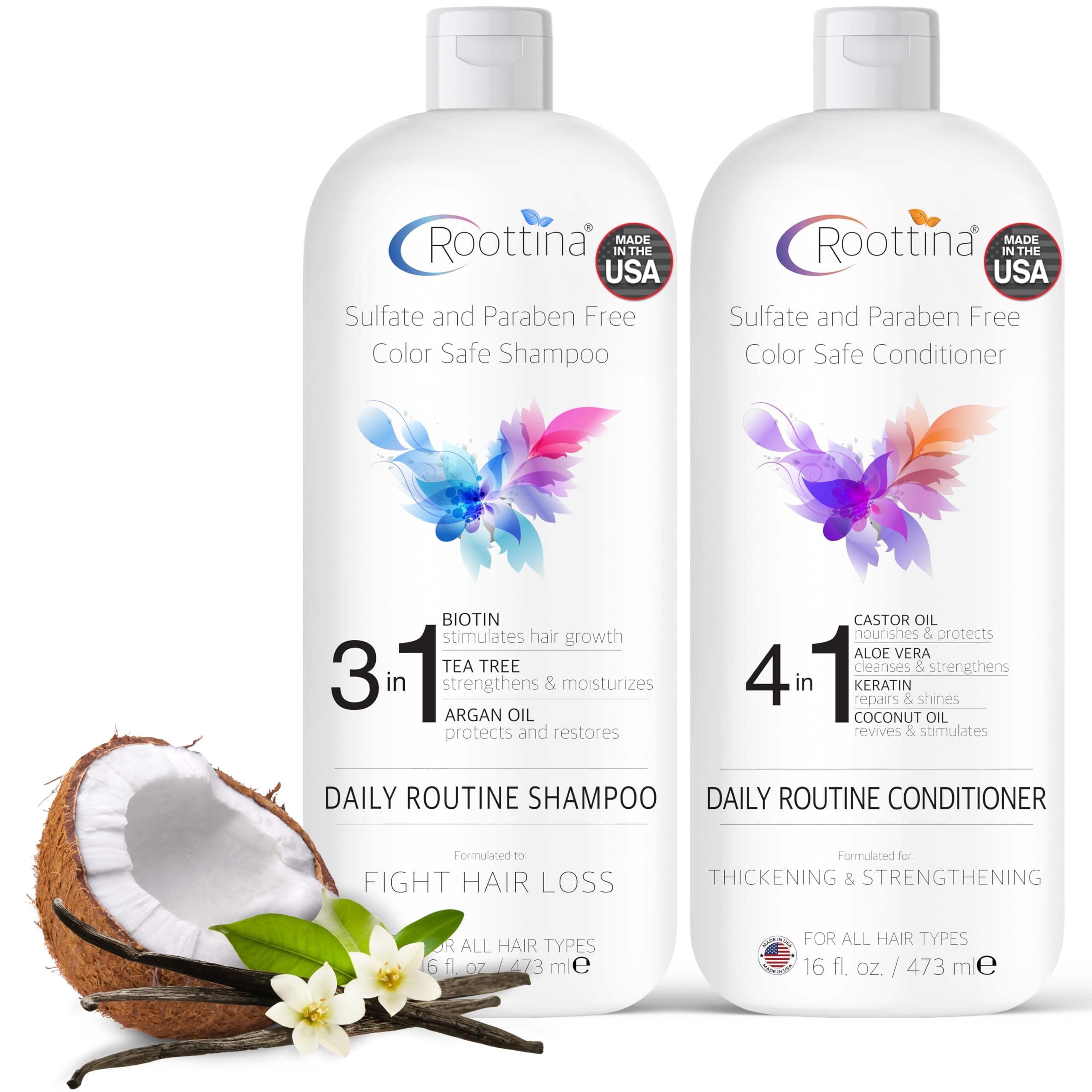 Fights Hair Loss – Roottina Daily Routine Shampoo and Conditioner for ...