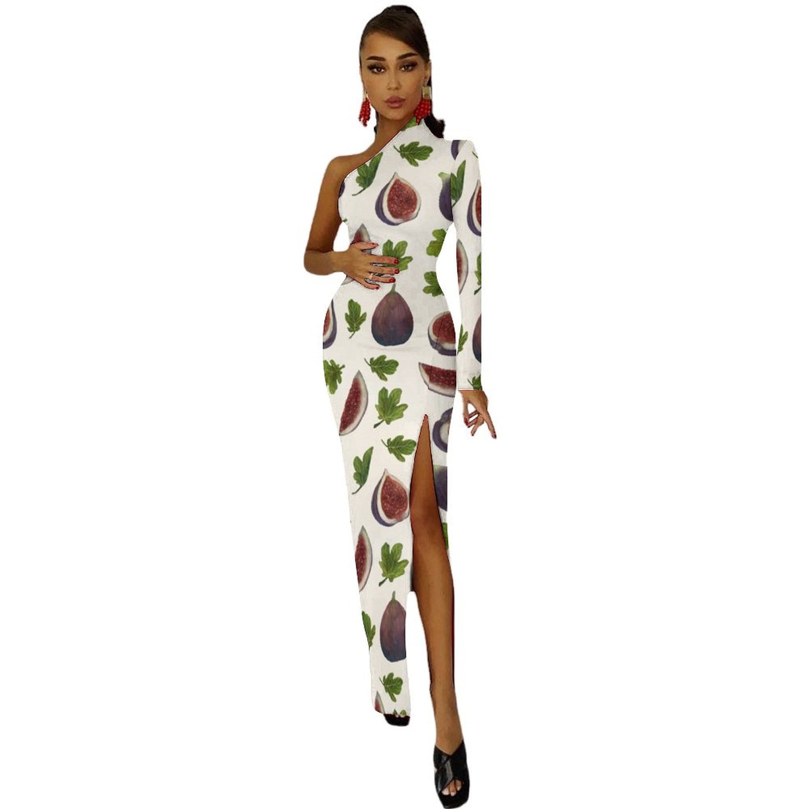 Figs and Leaves Half Dleeve Split Dress wedding guest dress ceremony ...