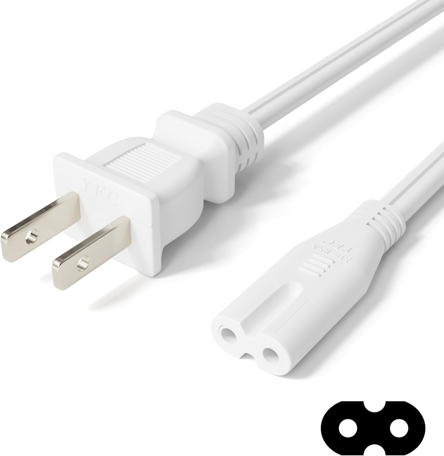 Figure 8 Power Cord (2 Prong) with Copper Wire Core - Non Polarized for ...