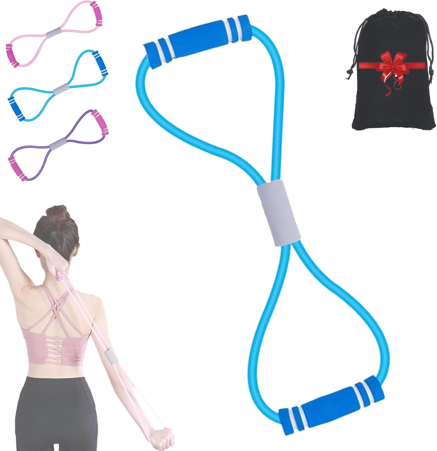 Figure 8 Resistance Band with Handles, Stretch Fitness Strap for Full ...