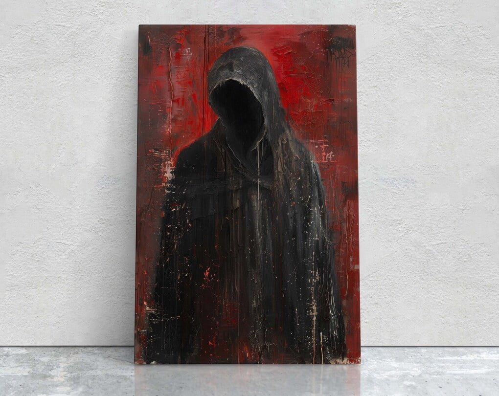Figure Of Death, Dark Robed Figure, Creepy Painting, Gothic Art, Dark ...