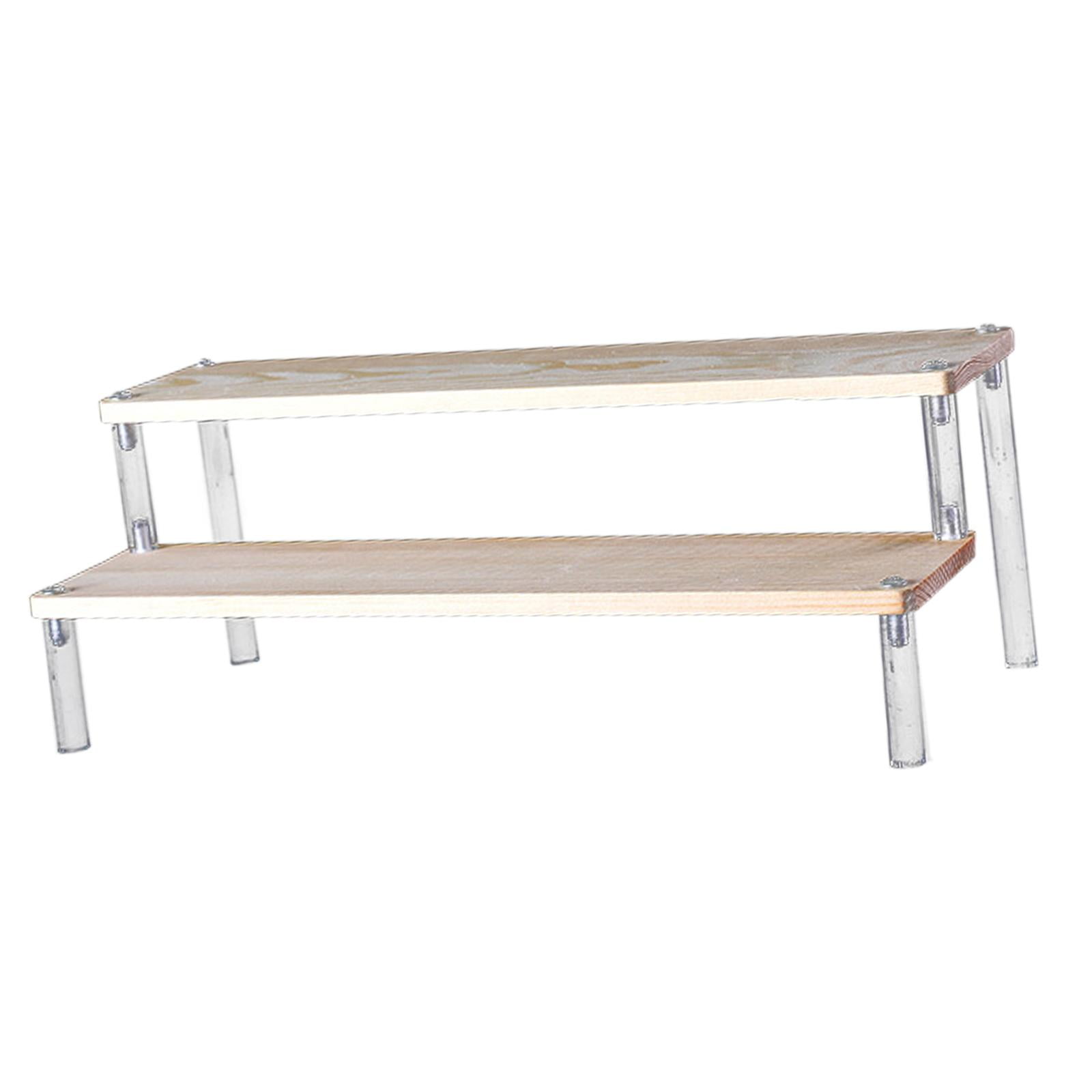 Figure Display Stand Shelf DIY Assembly, Wood Panel, Acrylic Legs Stand ...