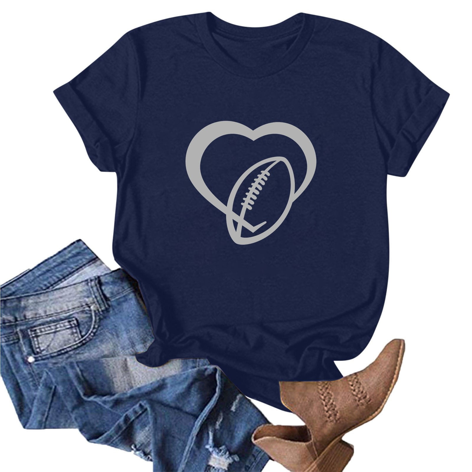 Figure - Flattering! Womens Round Neck Rugby Print T - Shirt, Drop ...