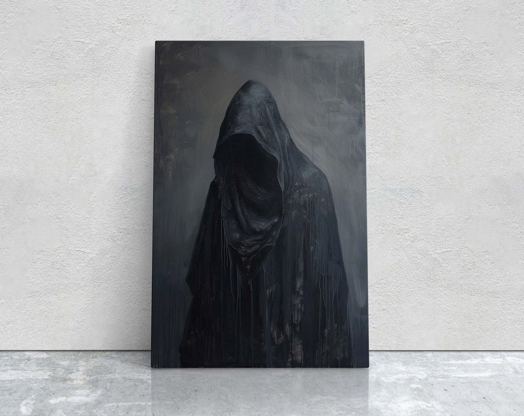Figure Of Death, Dark Robed Figure, Creepy Painting, Gothic Art, Dark ...