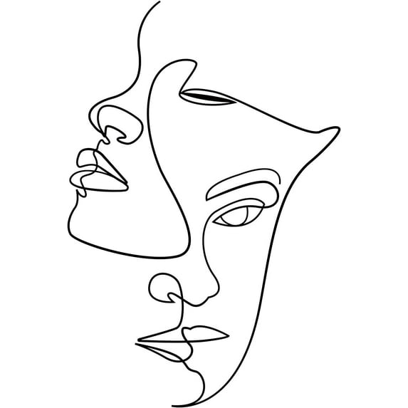 Figure PVC Wall Sticker Line Abstract Woman face Line Pattern Wall ...