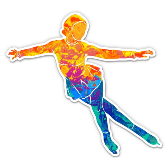 Figure Skater Colorful Skating - 8" Vinyl Sticker - For Car Laptop I ...