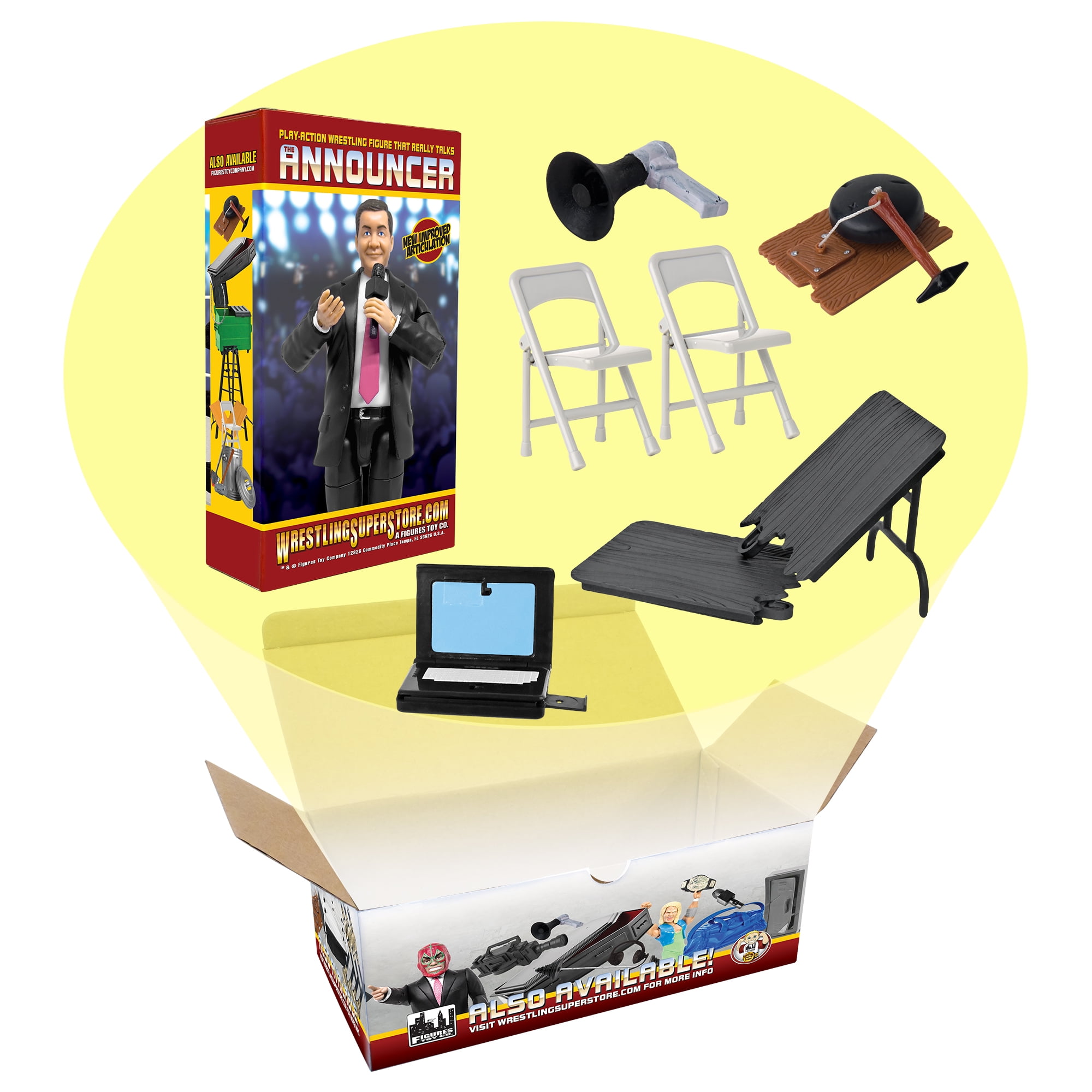 Figures Toy Company WWE Wrestling Action Figure Gear, Announcer Special ...
