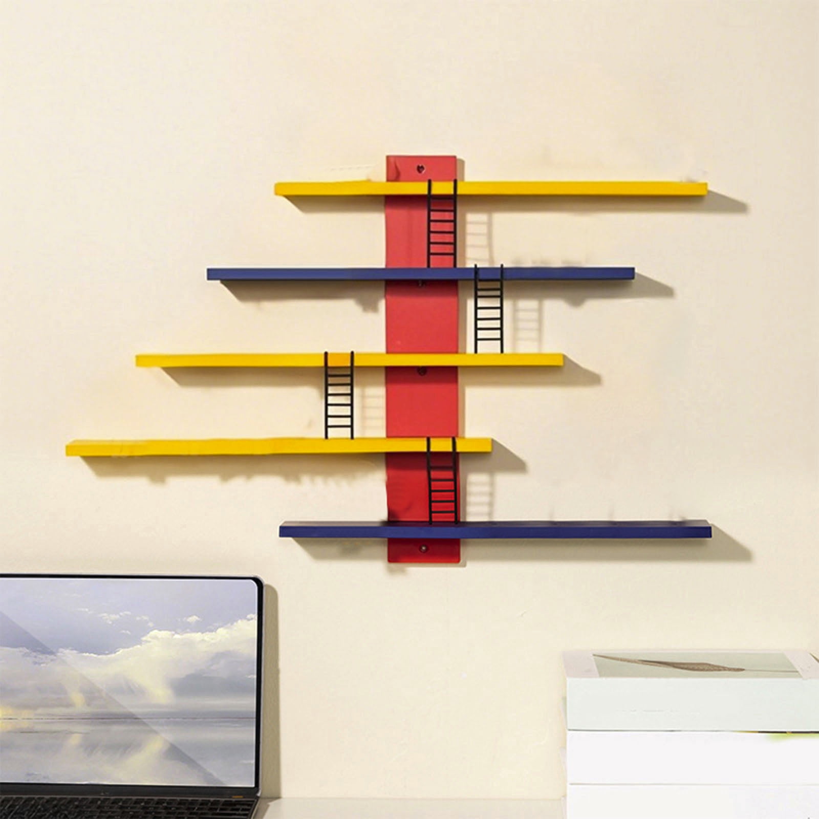 Figurine Display Shelf Modern Wall Display Shelf with Ladders Magnetic ...