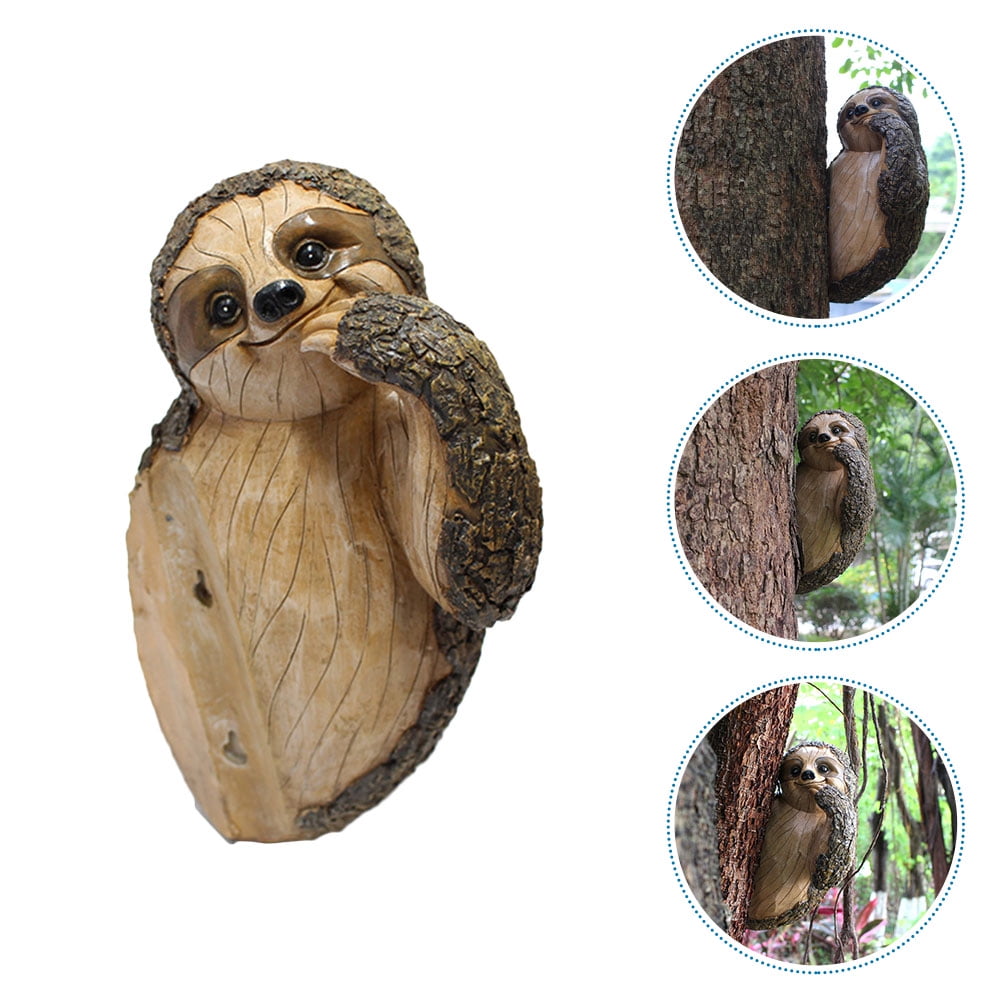 Figurine Hanging Sloth Statue Tree Hugger Sculpture for Lawn Garden ...