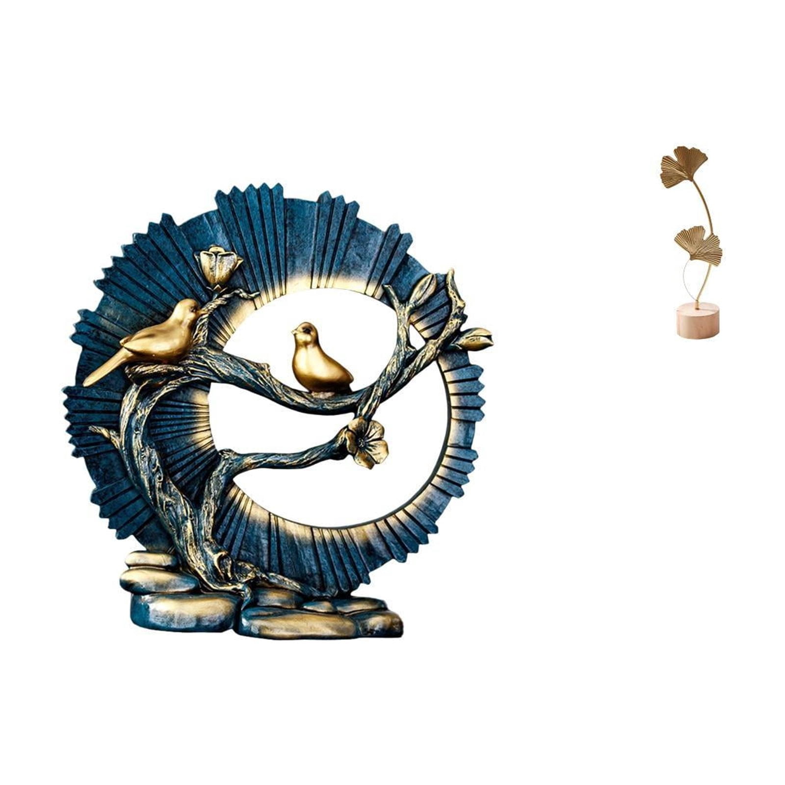 Figurine Knick Knack Leaf Sculpture Metal Statue with Unique Resin ...