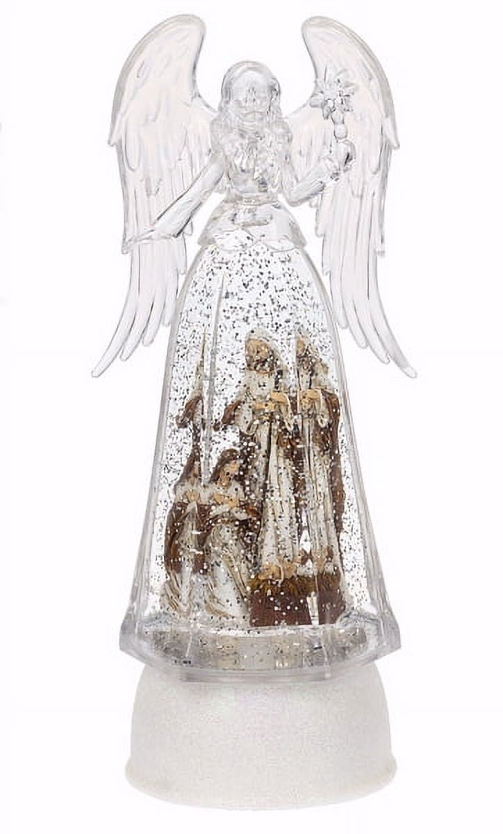 Figurine-Light Up-Nativity Angel-Swirling Water & Glitter (10.25" x 3.5 ...