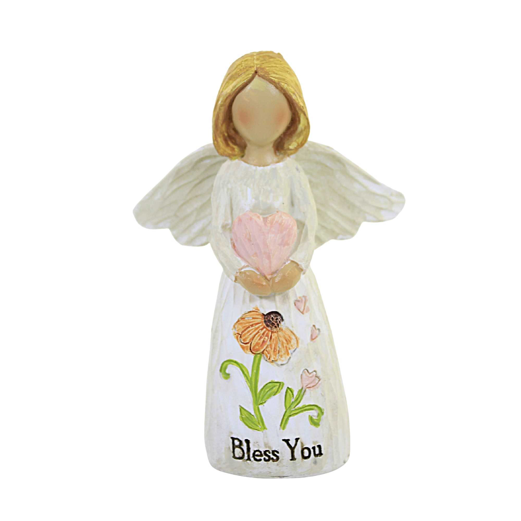 Figurine Little Girl Angel Polyresin Flower Message A3580 Bless ...