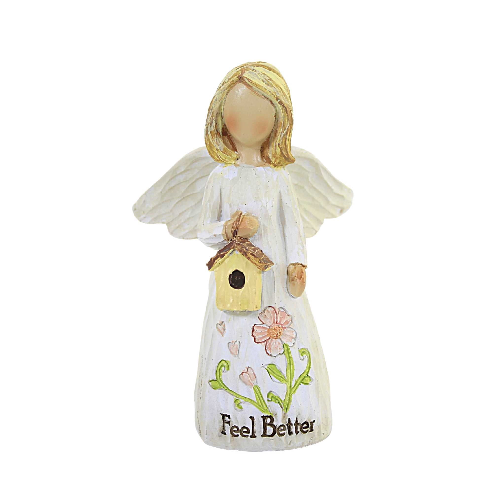 Figurine Little Girl Angel Polyresin Flower Message A3580 Feel ...