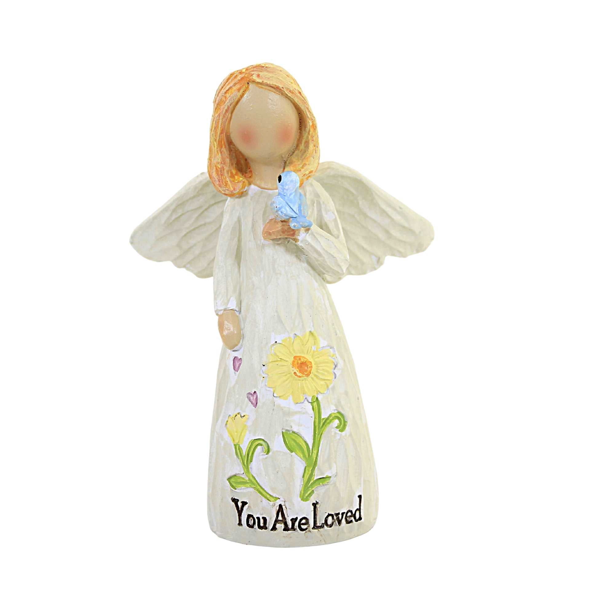 Figurine Little Girl Angel Polyresin Flower Message A3580 Loved ...