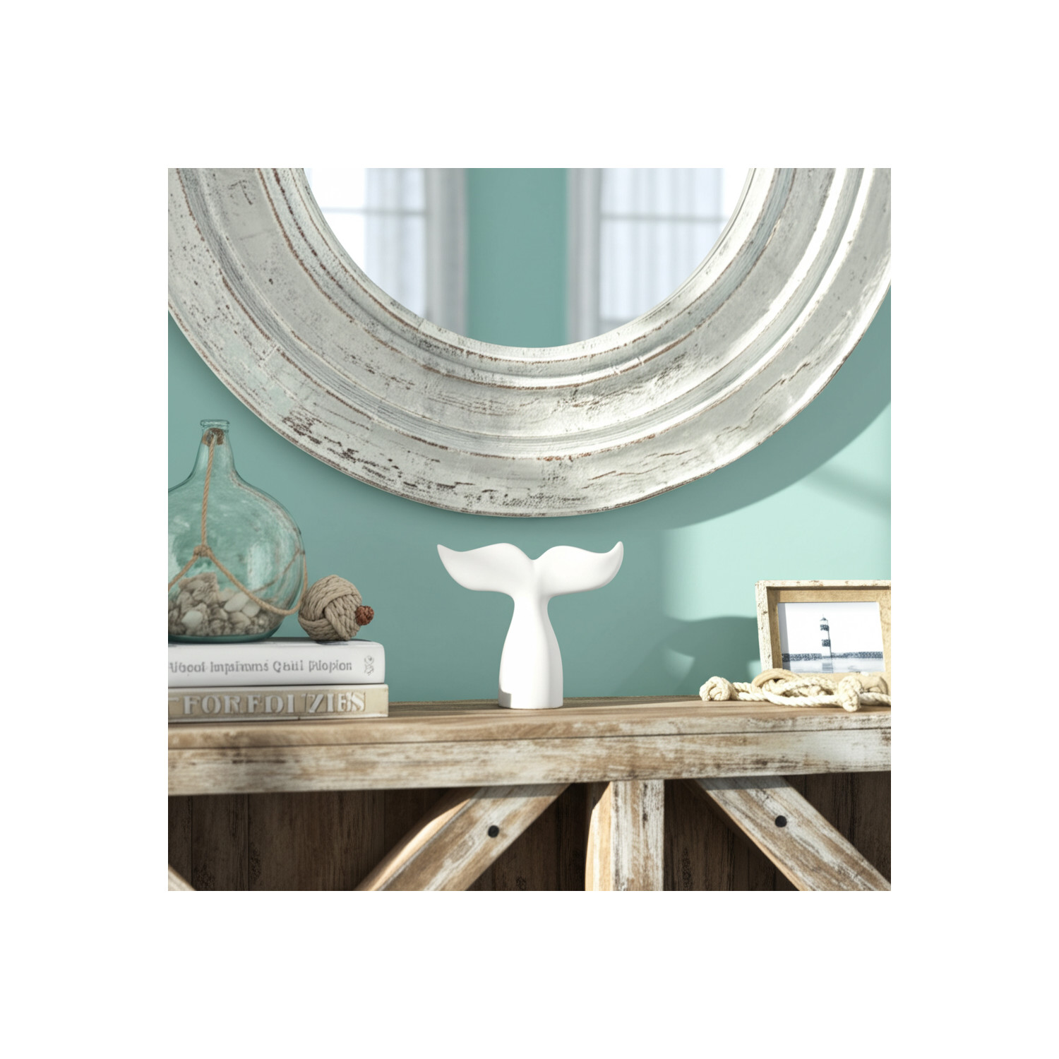 Figurine Stoneware Coastal Whale Tail Design for Home Office Bedroom ...