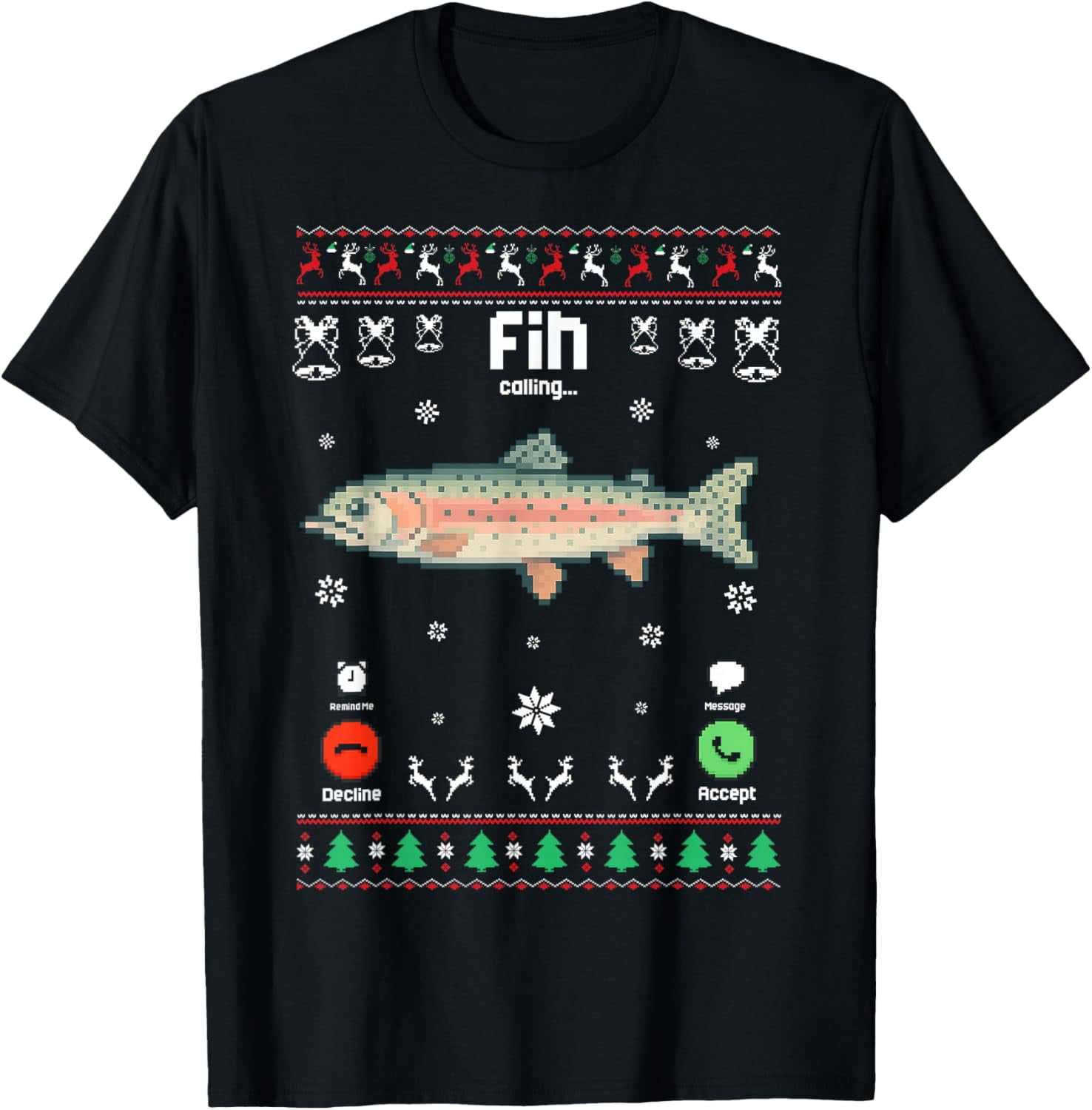 Fih Calling Remind Me Message Decline Accept Phone Call Fish Mens T ...