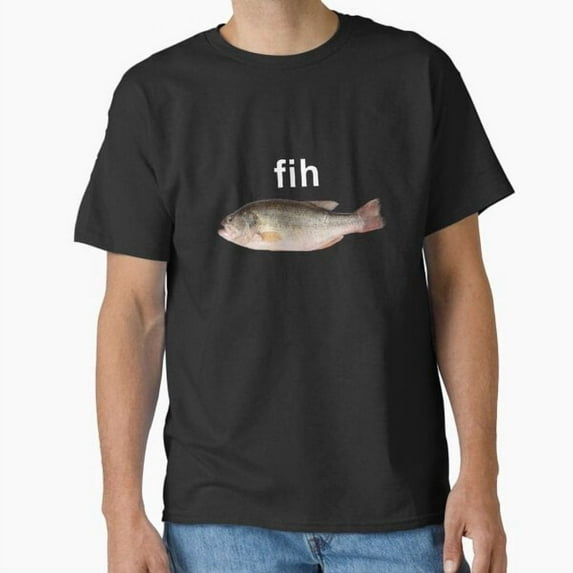 Fih Misspelled Fish Funny Simple Humor Retro Meme T Shirt,for men and ...