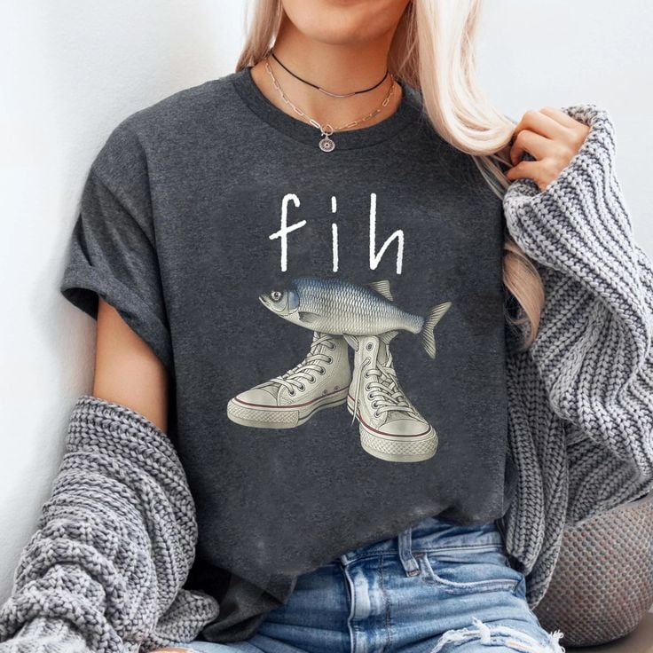 Fih Shoes Fish Funny Misspelled Fish Meme Fih Calling Humor T-Shirt ...