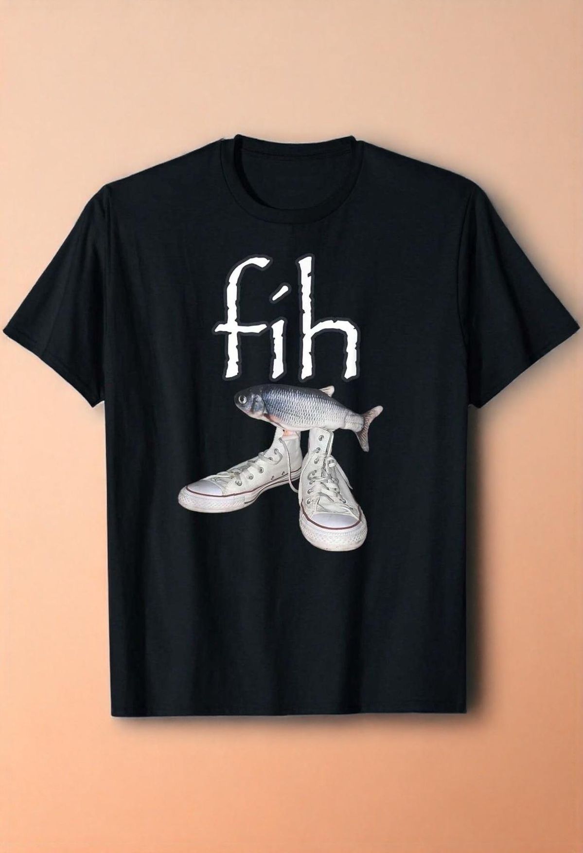 Fih Surreal Graphic Tee Featuring Fish with Sneakers Illustration ...