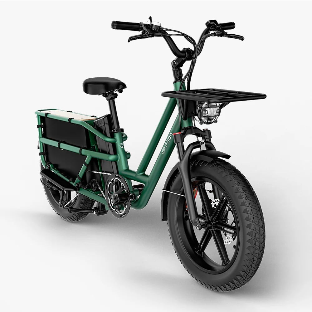 Fiido T2 Green Cargo Electric Bike Class 3 Long Tail Ebike 750W 20Ah ...