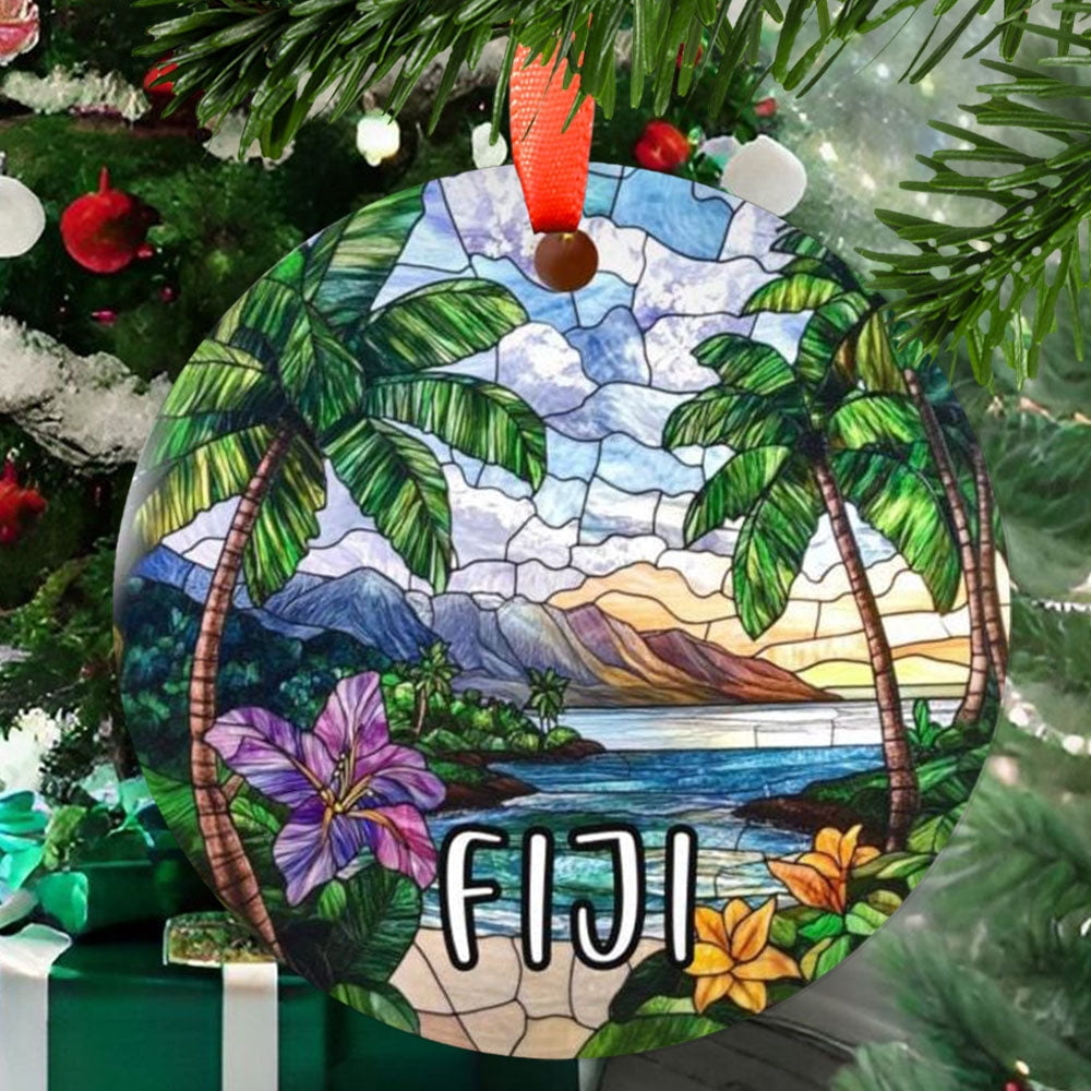 Fiji Christmas Ornament, Ceramic/Acrylic - Fiji Oceania Travel Souvenir ...