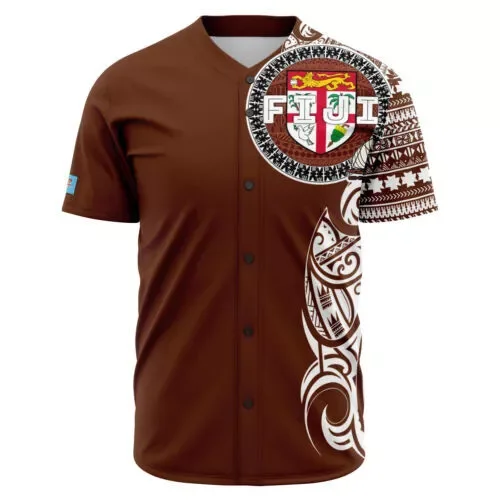 Fiji Design Brown Polynesian 3D Baseball Jersey Shirt Us Halloween Gift ...