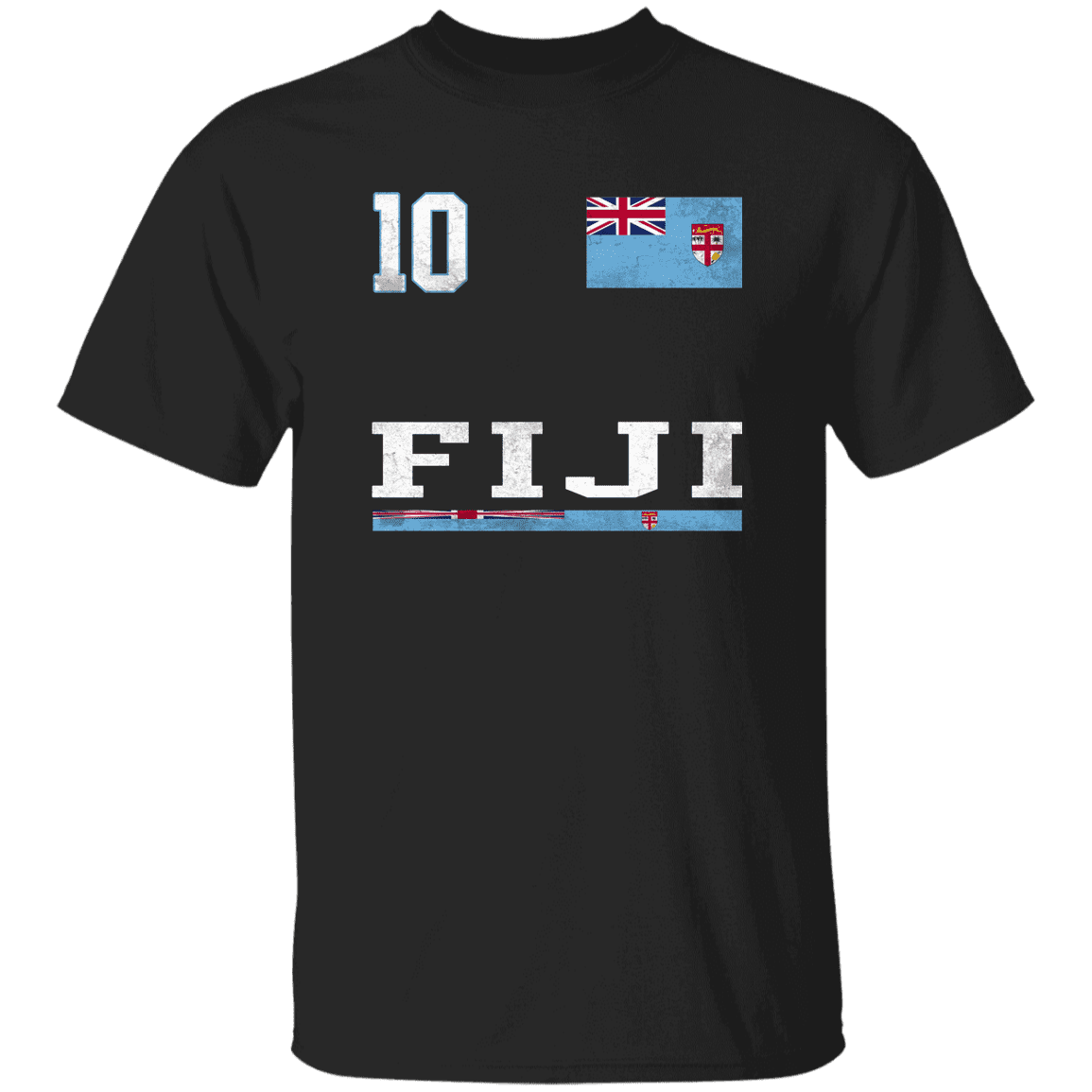 Fiji Flag Emblem Fijian Pride Proud Men Women Soccer Fan T-Shirt ...